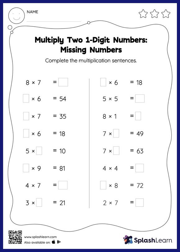 Multiply Two Digit Numbers Missing Numbers Math Worksheets 16936 The