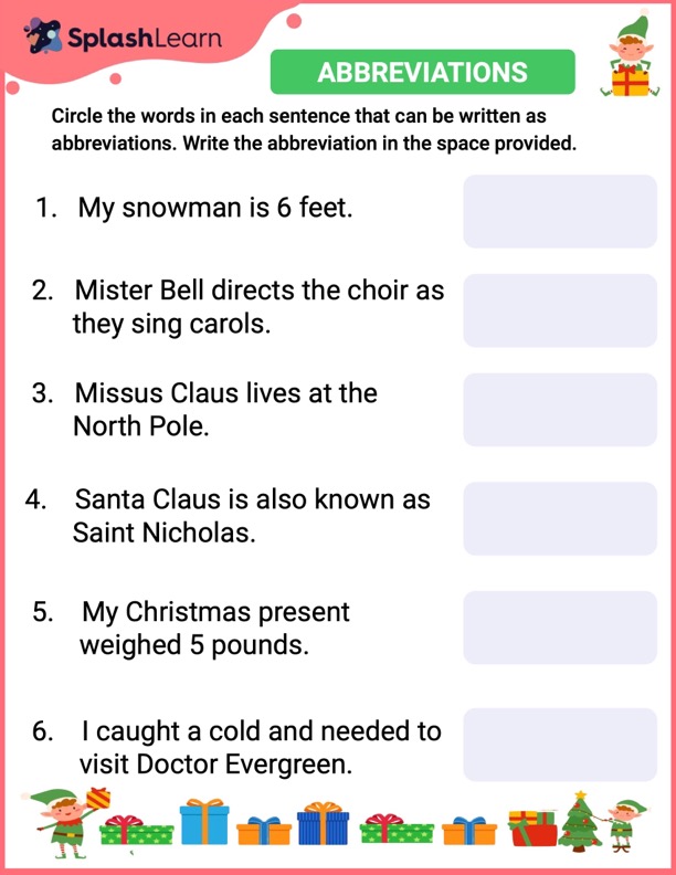 Abbreviations Mastery Printable Vocabulary Worksheet
