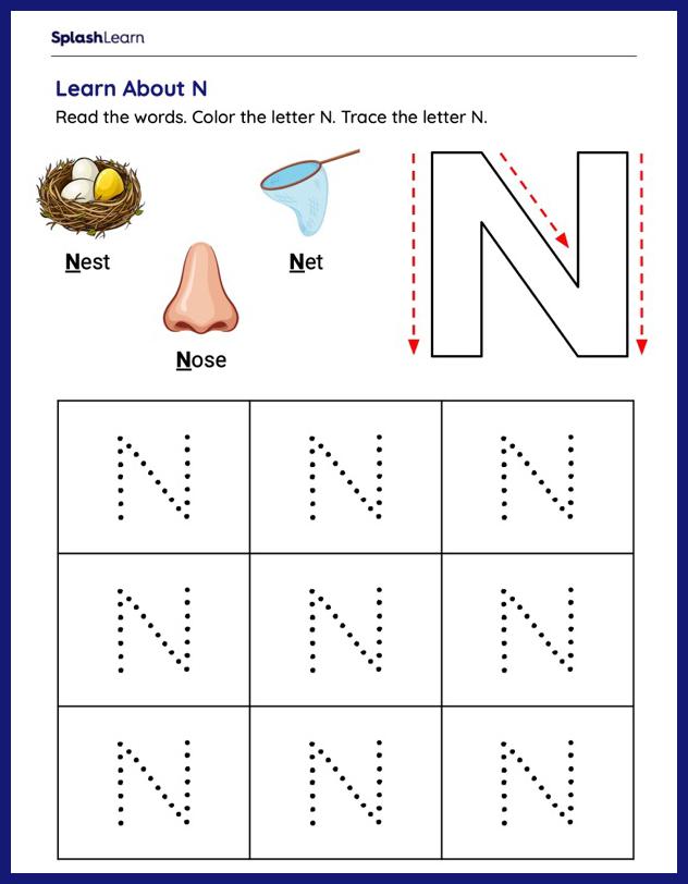 Free Letter N Tracing Worksheets Letter N Tracing Worksheet Printing