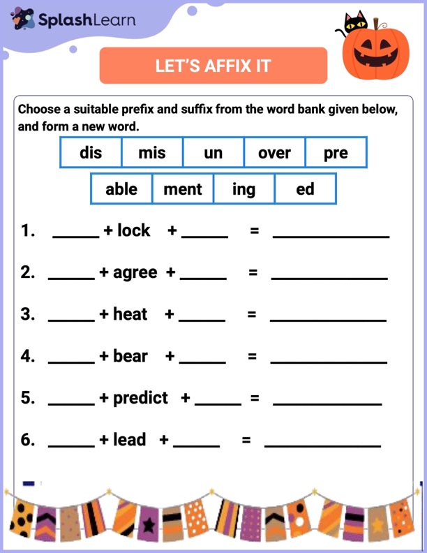 Printable Affixes Worksheets Splashlearn