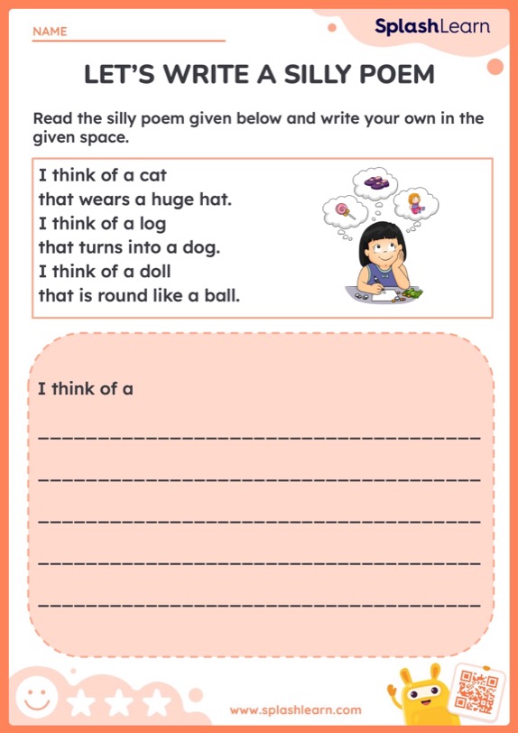 Writing A Poem Worksheet Writing A Poem Worksheet