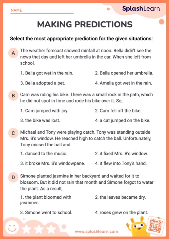 Making Predictions Worksheet Grade 1