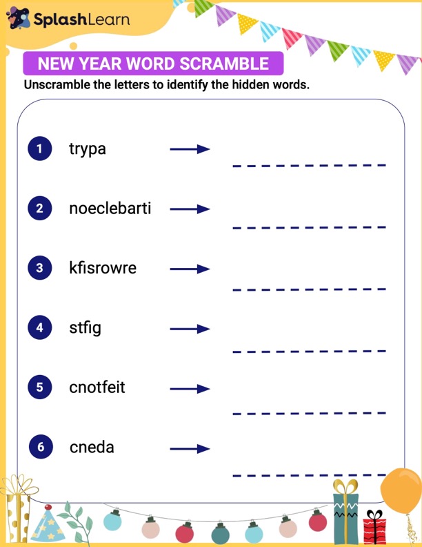 New Year New Words ELA Worksheets SplashLearn
