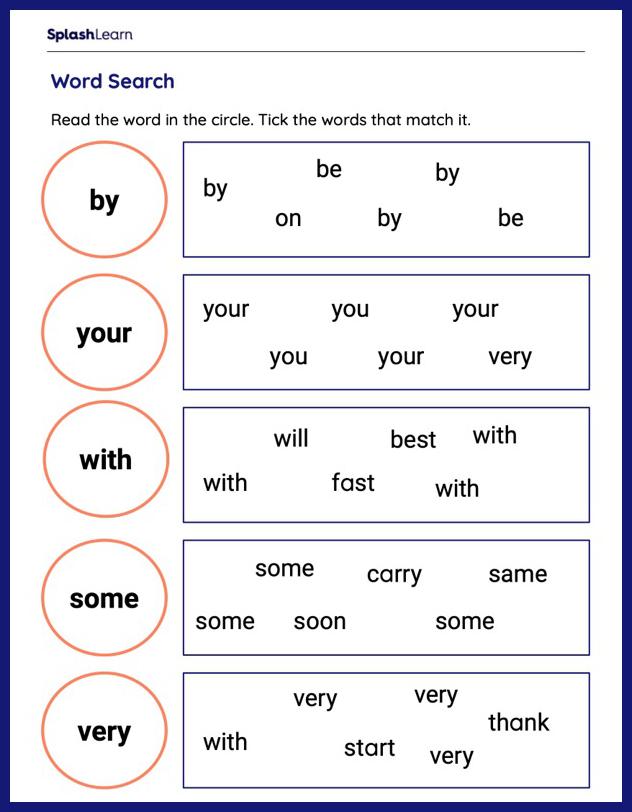 First 100 High Frequency Words Worksheets Worksheets For Kindergarten