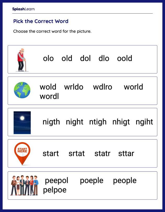 Revision Find The Correct Spelling ELA Worksheets SplashLearn Revision Find The Correct Spelling ELA Worksheets SplashLearn