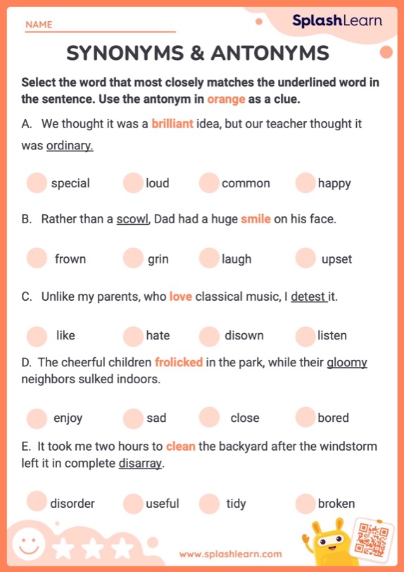 Context Clues Synonyms And Antonyms Worksheets