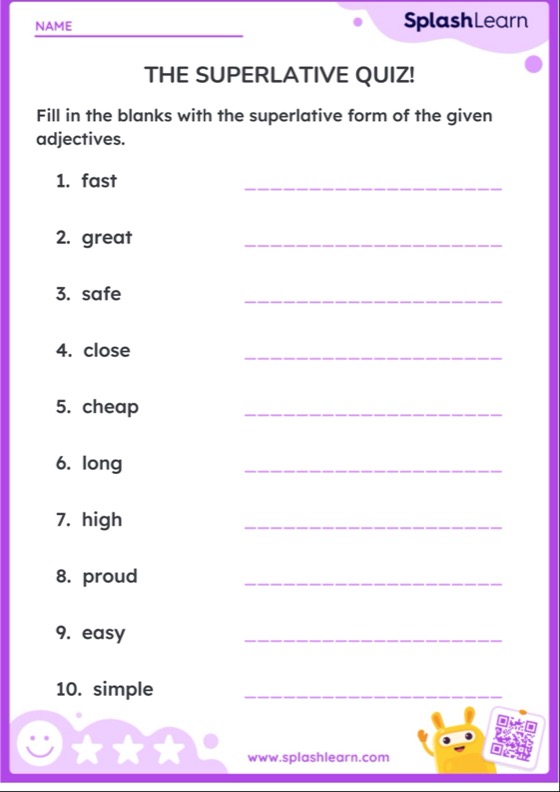 The Superlative Quiz Worksheet