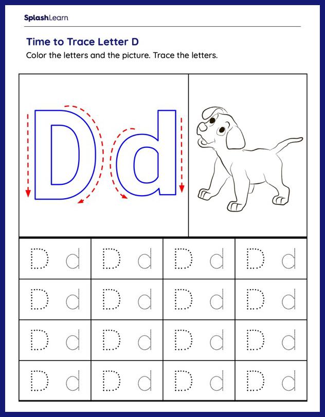 Trace Lowercase Letter D Worksheet For Free Lowercase Letter D 