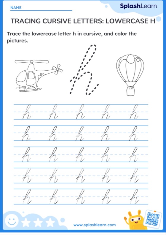 Lowercase H Cursive