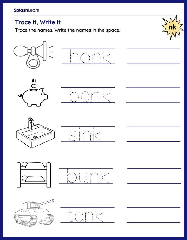 Word Tracing ELA Worksheets SplashLearn