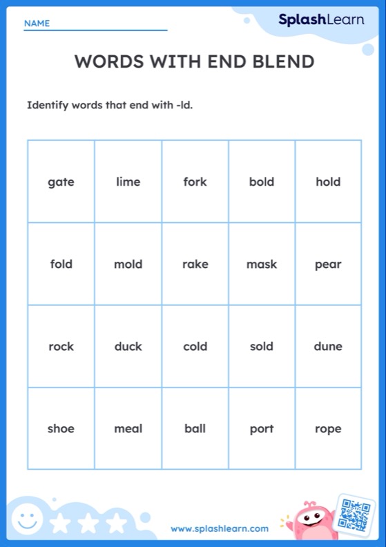 Words With End Blend ld Printable ELA Worksheet