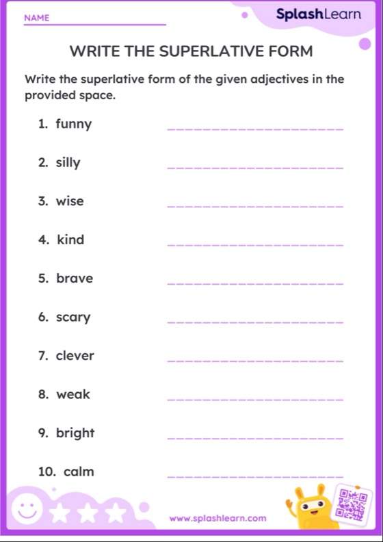 Write The Superlative Form Printable ELA Worksheet