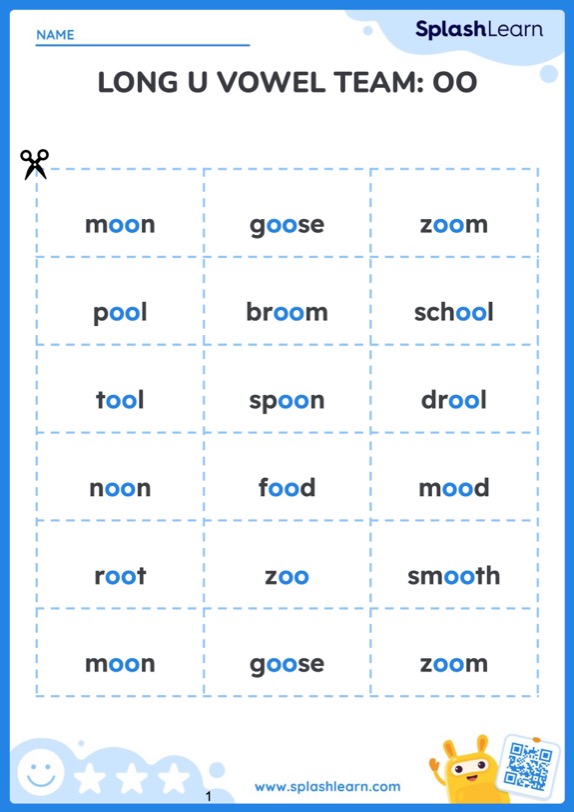 Long U Vowel Teams oo Worksheet