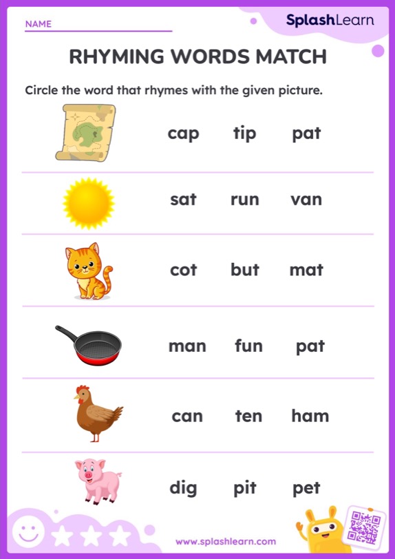 Match The Rhyming Words Worksheet