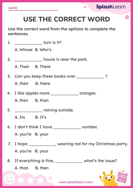 Use The Correct Word To Complete The Sentences Worksheet Use The Correct Word To Complete The Sentences Worksheet
