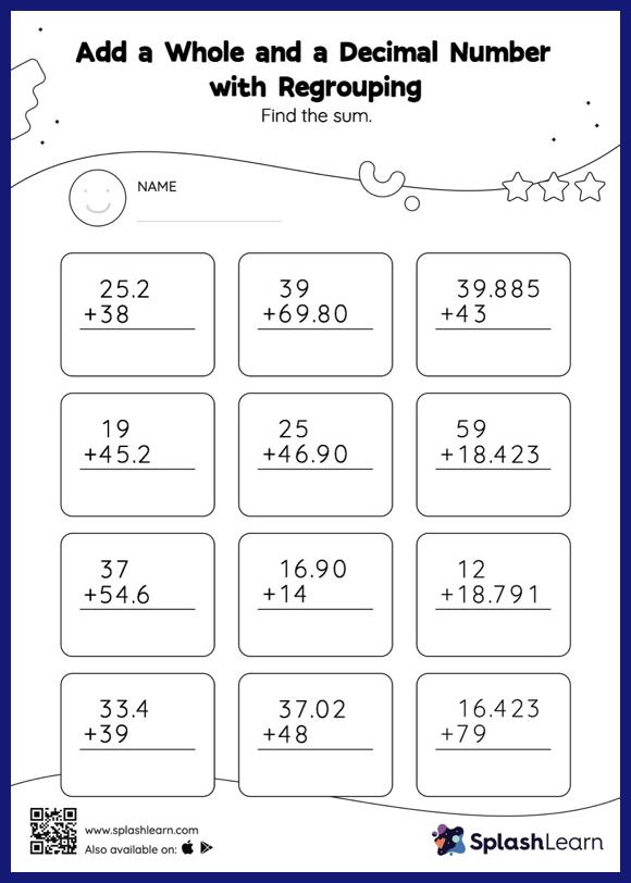 Adding Whole Numbers Grade 4 Worksheet Adding Whole Numbers Grade 5 