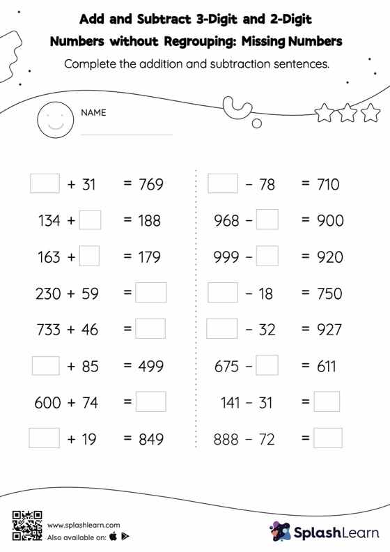 Add Within 1000 Without Regrouping Worksheets For Kids Online SplashLearn