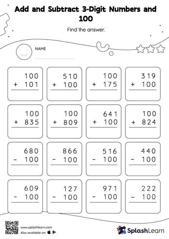 Add 100 To 3 digit Numbers Worksheets For Kids Online SplashLearn