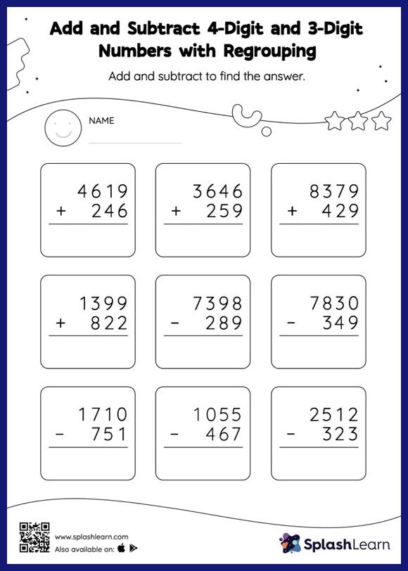Addition With Regrouping Worksheets For 4th Graders Online SplashLearn