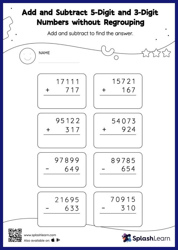 Grade 5 Subtraction Worksheet Subtracting Large Numbers K5 Learning 