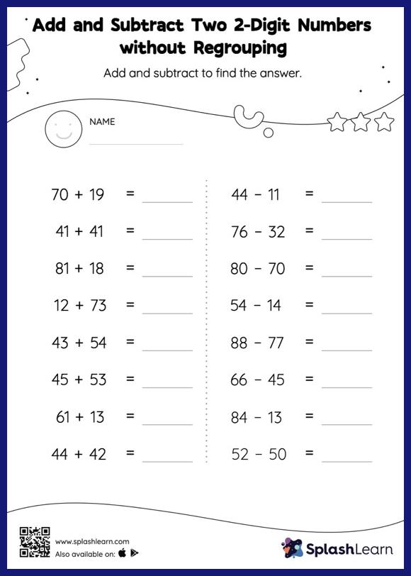 Addition Without Regrouping Worksheets For 1st Graders Online SplashLearn