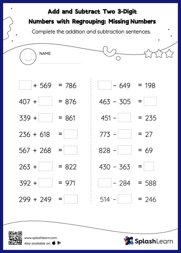 Subtract Within 1000 With Regrouping Worksheets For Kids Online 