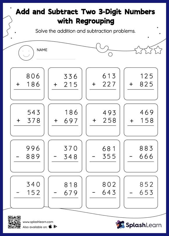3 Digit Addition And Subtraction With Regrouping Worksheets 2nd Grade