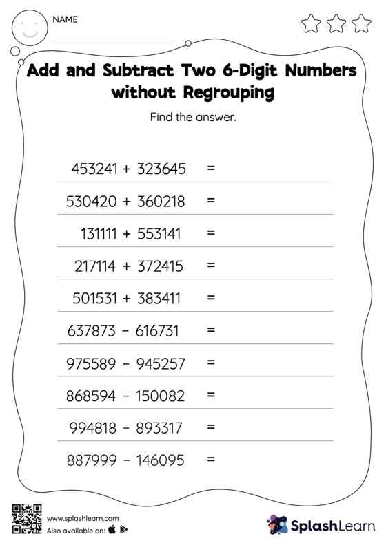 Add 6 Digit And 4 Digit Numbers Without Regrouping Vertical Addition Math Worksheets 
