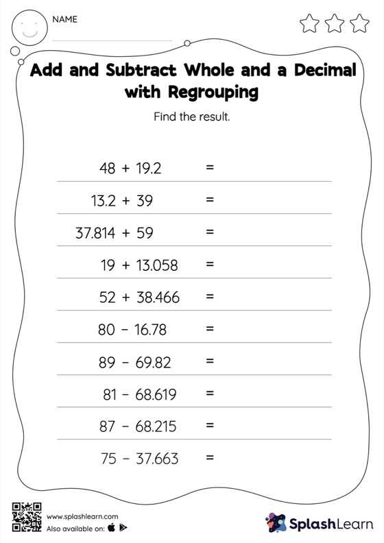 Add And Subtract Decimal Worksheet Prntbl concejomunicipaldechinu gov co