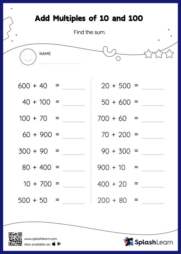 Add 3 digit Number To 2 digit Worksheets For 2nd Graders Online