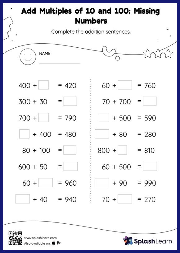 Add 3 digit Number To 2 digit Worksheets For 2nd Graders Online