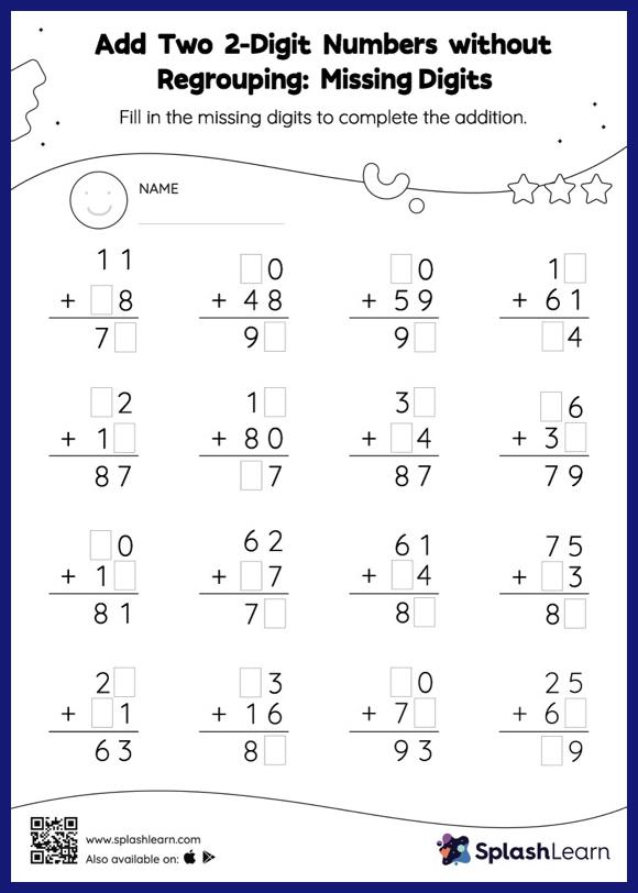 2 Digit Addition Without Regrouping Worksheets Worksheets For