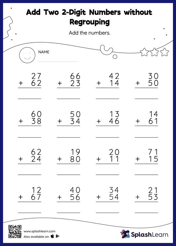Add 2 digit Number To 2 digit Worksheets For Kids Online SplashLearn