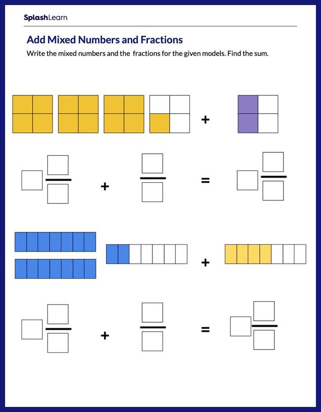 Add Mixed Numbers Worksheets For Kids Online