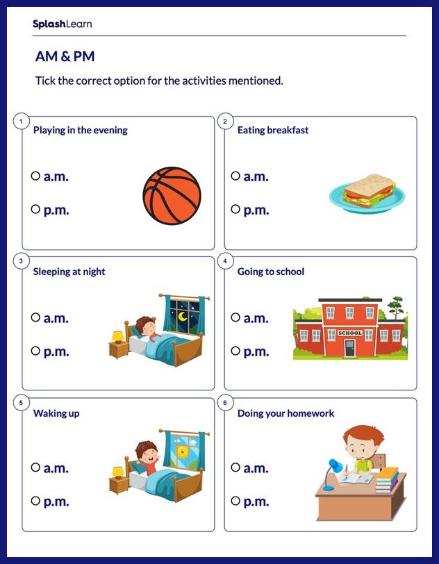 AM And PM Math Worksheets SplashLearn