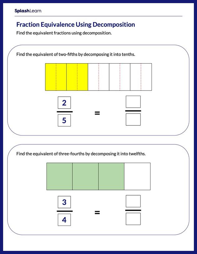 Grade 4 Math Worksheets Equivalent Fractions K5 Learning Equivalent 