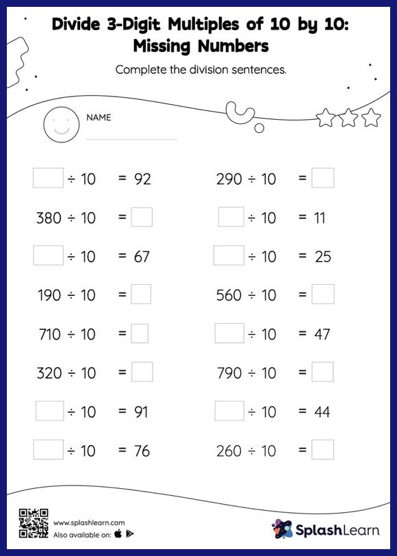 Divide Multiples Of 10 Or 100 Worksheets For 4th Graders Online 