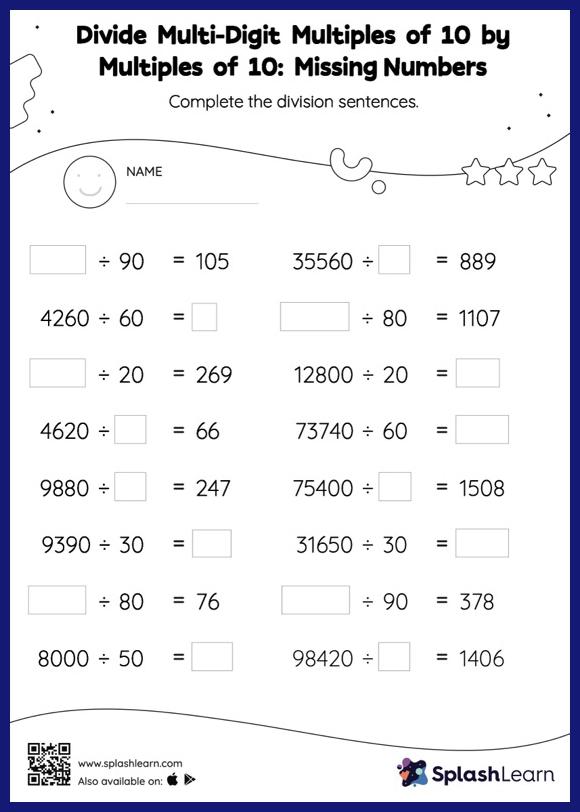 Fifth Grade Math Worksheets Free Printable K5 Learning Long Division 