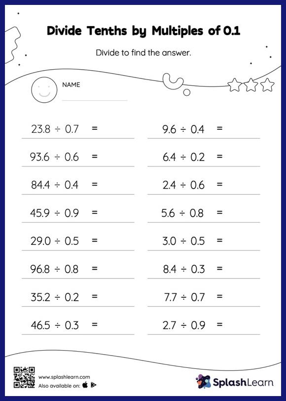 Divide Decimals By Decimals Worksheets For 5th Graders Online SplashLearn