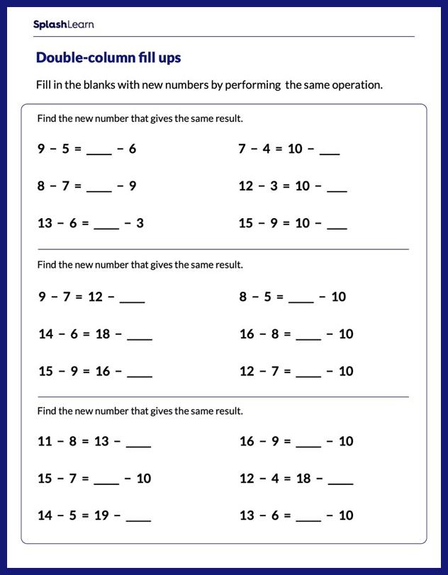 Subtraction Facts Worksheet Worksheets For Kindergarten