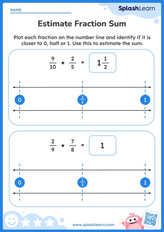Free Printable Estimate Fraction Sums Worksheets SplashLearn Free Printable Estimate Fraction Sums Worksheets SplashLearn