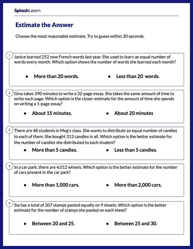 Advance Division Worksheets For 5th Graders Online SplashLearn