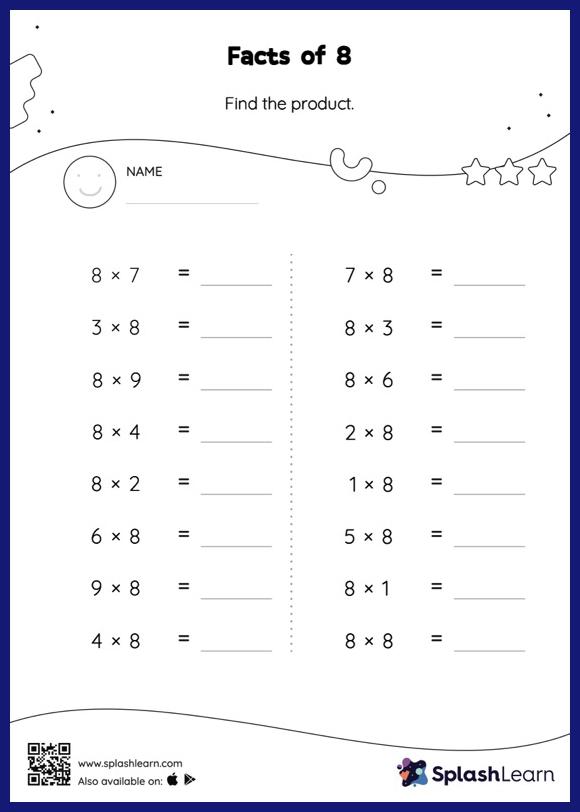 Multiplication Facts Of 8 Worksheets For Kids Online SplashLearn