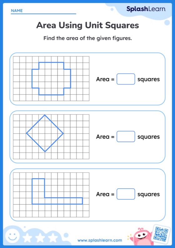 Finding Area Using Unit Squares Worksheet