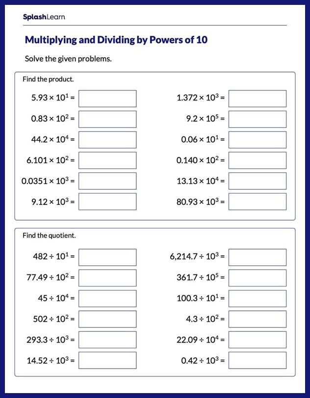 Powers Of Powers Of 10 Worksheet