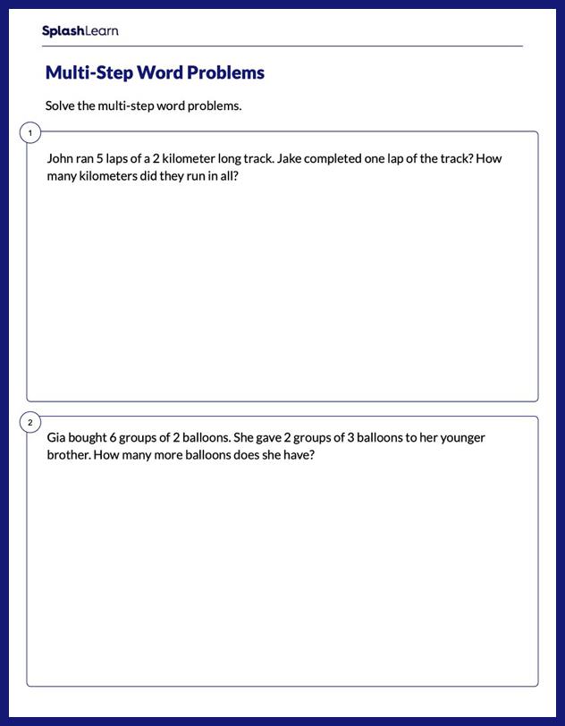 Multi Step Multiplication And Division Word Problems Worksheets