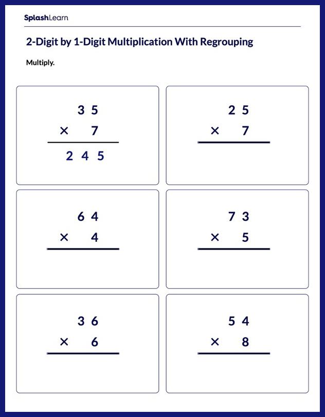 Multiply 2 Digit By 1 Digit Without Regrouping Math Worksheets Multiply 2 Digit By 1 Digit Without Regrouping Math Worksheets