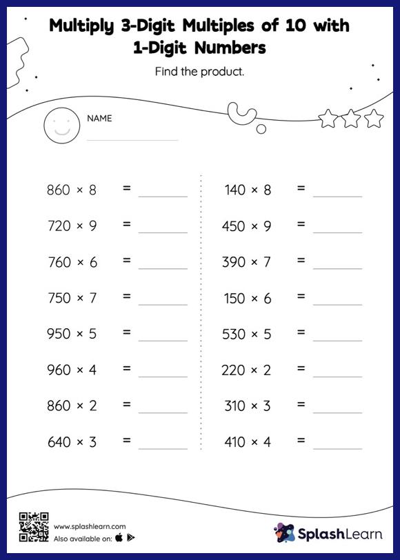 Multiply 3 Digit And 1 Digit Numbers Vertical Multiplication Math