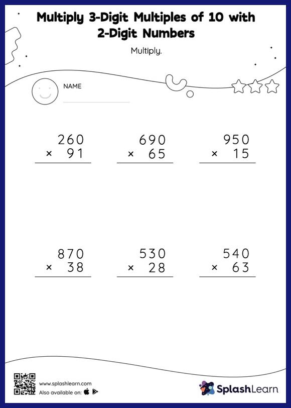 Multiply 3 Digit Multiples Of 10 With 2 Digit Numbers Vertical