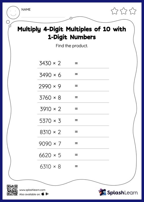 Multiplying 4 Digit By 1 Digit Numbers A Grade 4 Multiplication